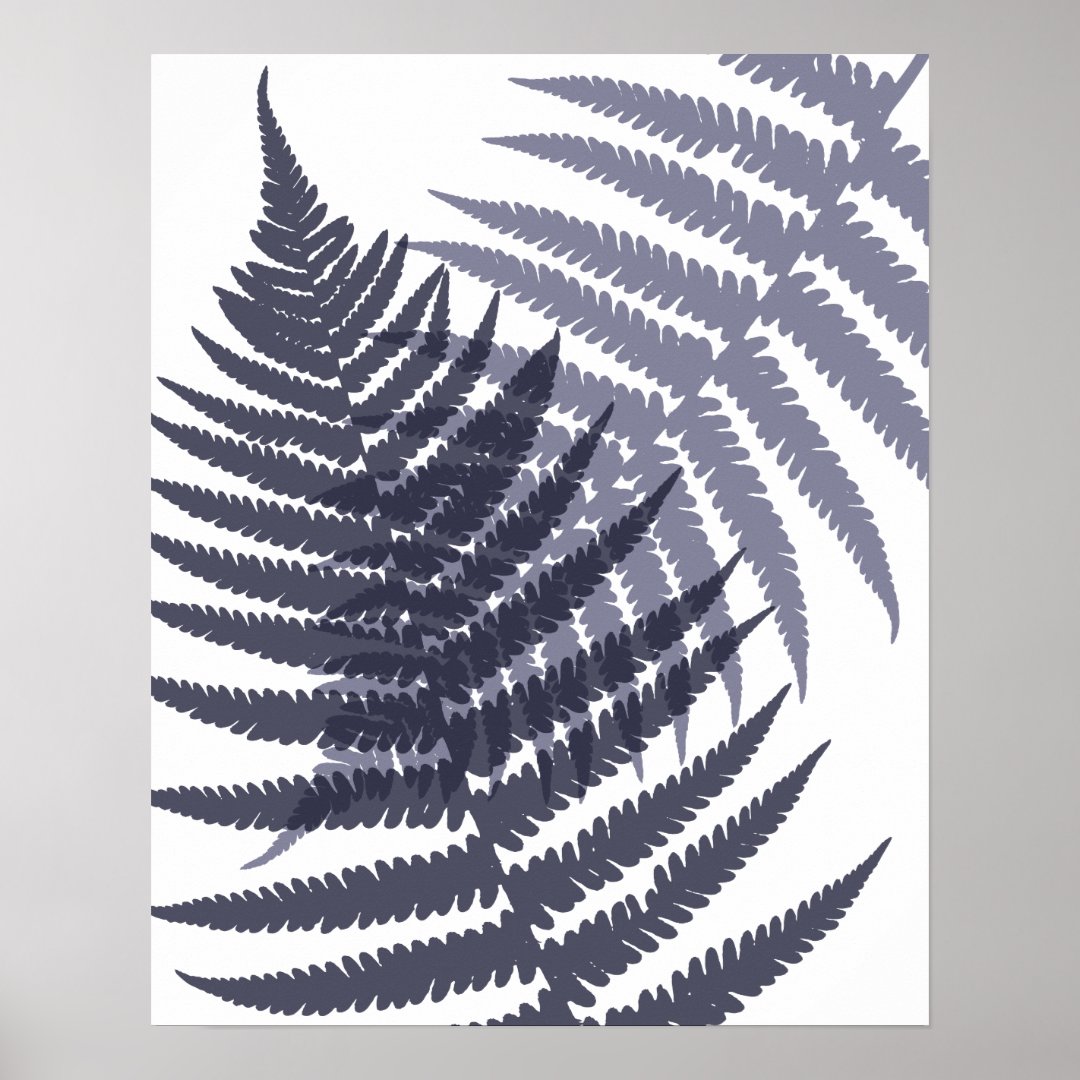 Indigo Navy Blue Tree Fern Print Pattern | Zazzle