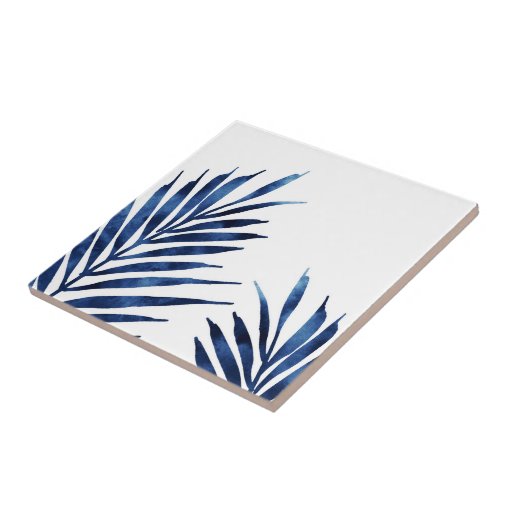 Indigo Palm Fronds Ceramic Tile | Zazzle