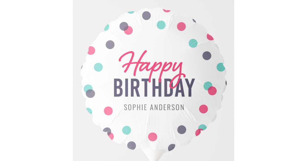 Indigo Pink Teal Confetti Happy Birthday Balloon | Zazzle