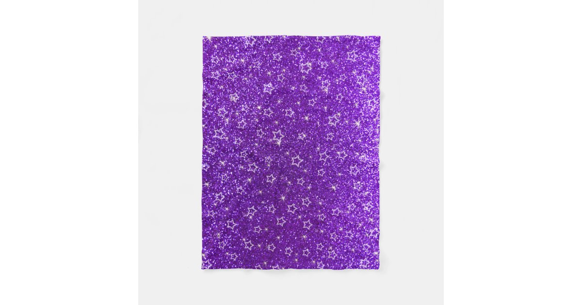 Indigo purple glitter stars fleece blanket | Zazzle
