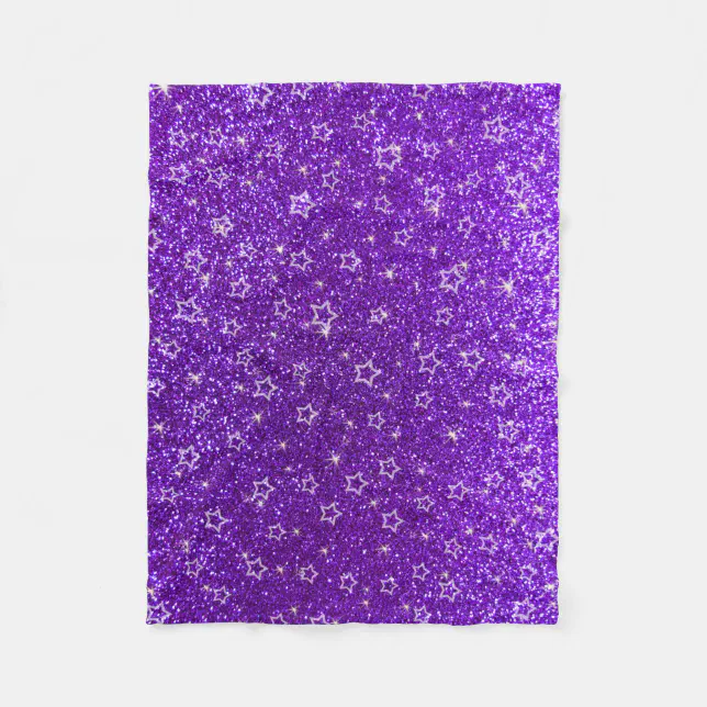 Indigo purple glitter stars fleece blanket | Zazzle