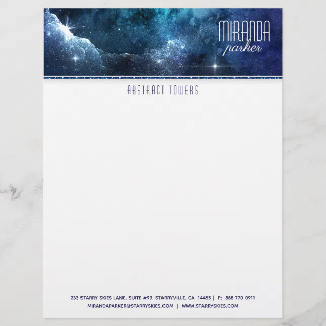 Indigo Starfield Star Galaxy Letterhead | Zazzle