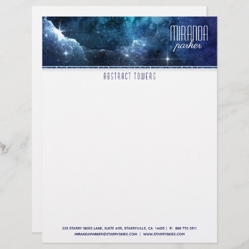 Indigo Starfield Star Galaxy Letterhead | Zazzle