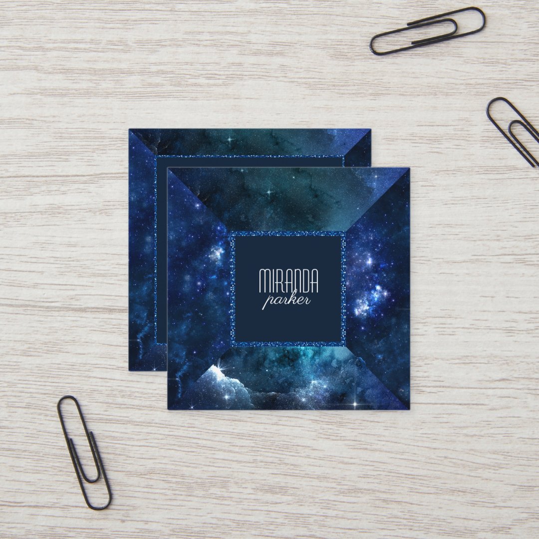 Indigo Starfield Stardust Galaxy Square Square Business Card | Zazzle
