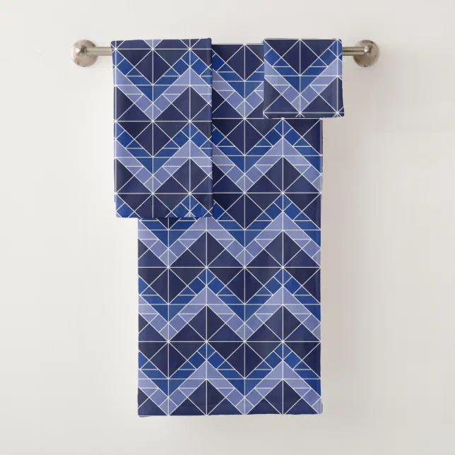 Indigo Tangram Bath Towel Set | Zazzle