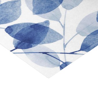 Indigo Watercolor Leaves Tissue Paper | Zazzle