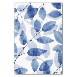 Indigo Watercolor Leaves Tissue Paper | Zazzle