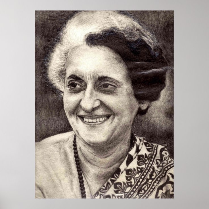 Indira Gandhi Portrait Poster | Zazzle