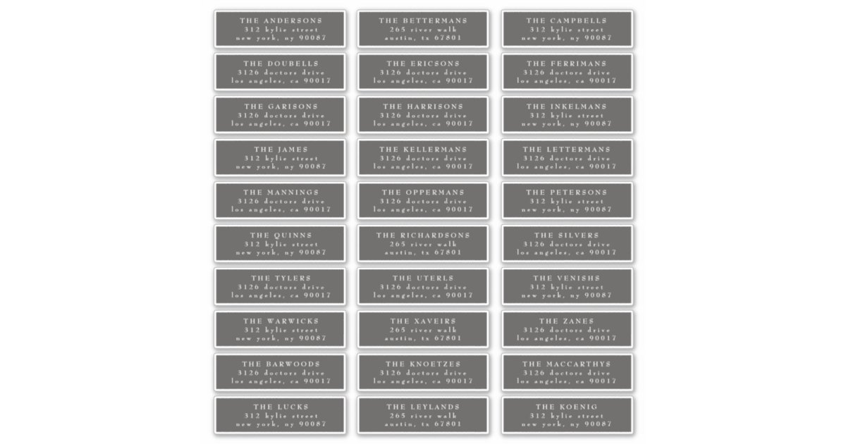 Individual Classic Dark Gray White Guest Address Sticker | Zazzle