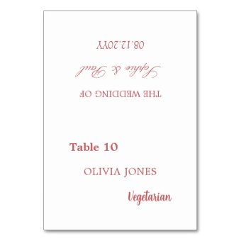 Individual Guest Dusty Rose Wedding Place Card | Zazzle