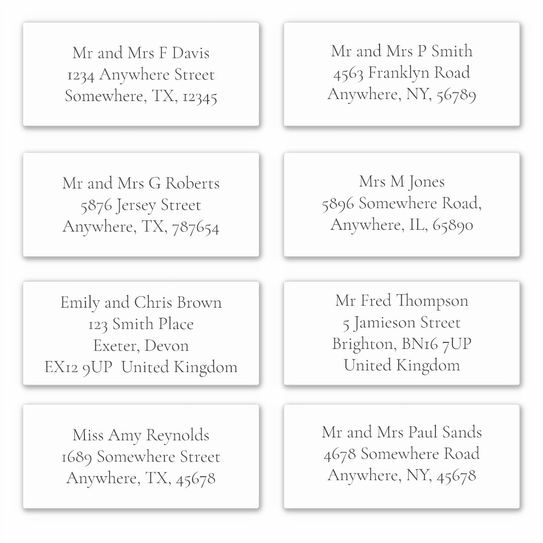 Individual Guest Names and Address Shipping Serif Sticker | Zazzle