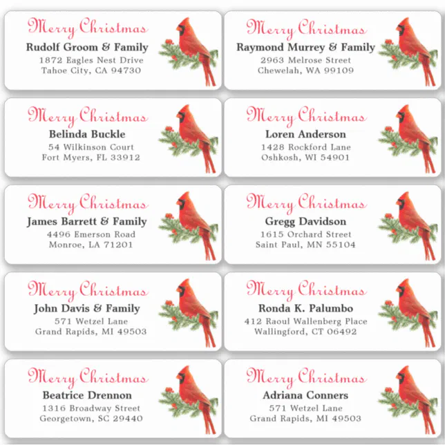 Individual holiday name address labels Sticker | Zazzle