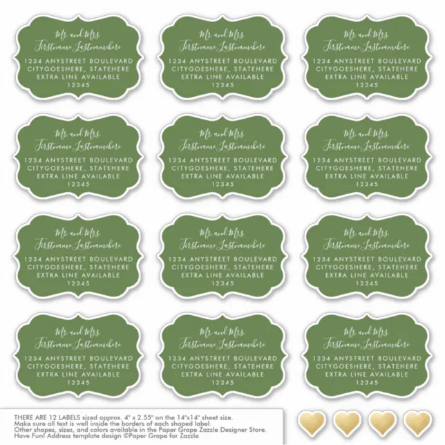 Individual Mailing Labels Unique Shape Green | Zazzle