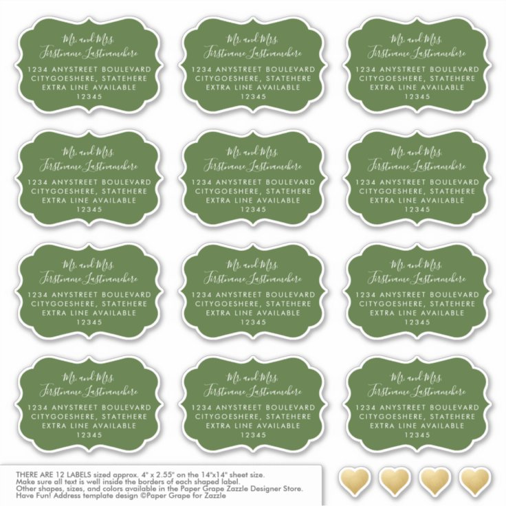 Individual Mailing Labels Unique Shape Green | Zazzle