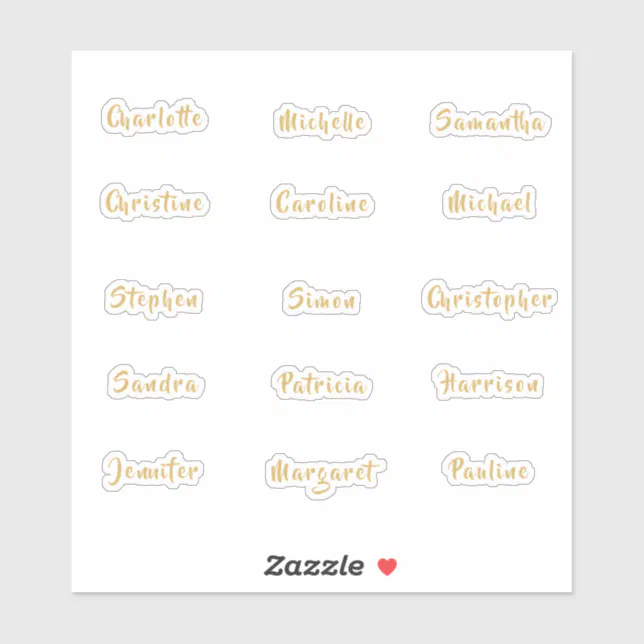 Individual Names Elegant Gold Calligraphy Script Sticker | Zazzle
