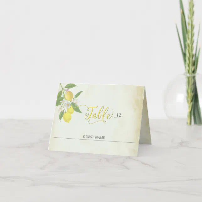 Individual Watercolor Lemon Theme Place Cards | Zazzle