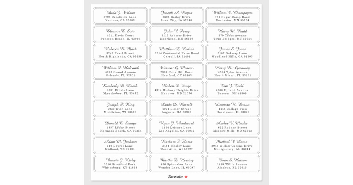 Individual Wedding Guest Address Labels | Zazzle