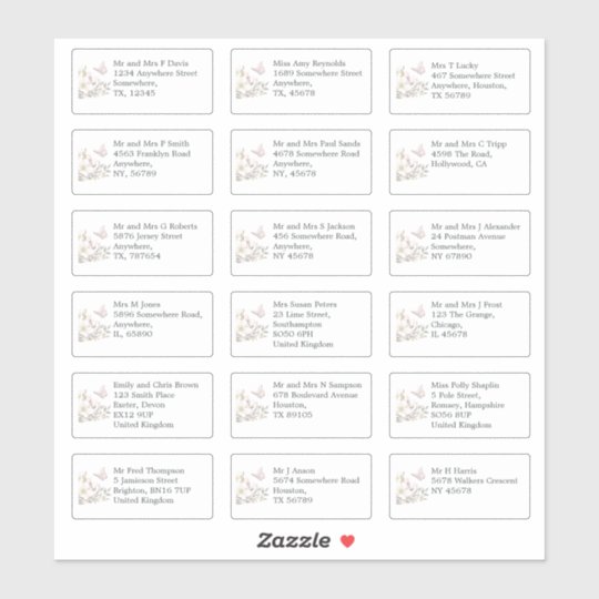Individual Wedding Guest Name Addresses Magnolias Sticker | Zazzle.com