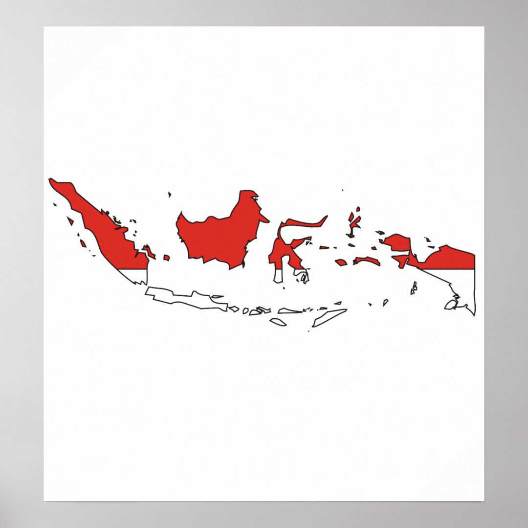 Indonesia Flag Map full size Poster | Zazzle