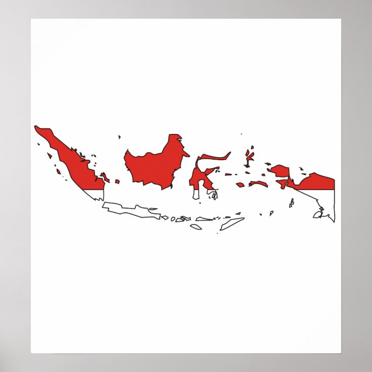 Indonesia Flag Map full size Poster | Zazzle