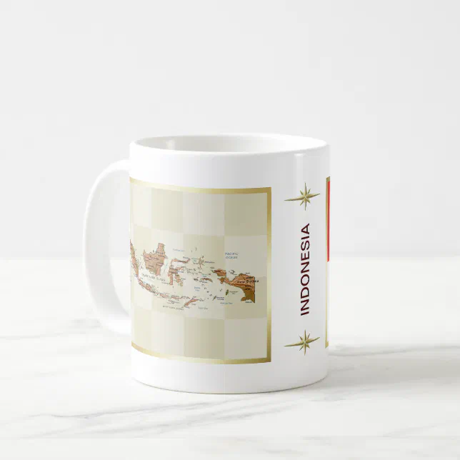 Indonesia Flag + Map Mug | Zazzle