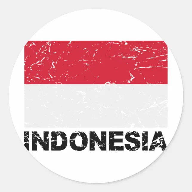 Indonesia Vintage Flag Classic Round Sticker | Zazzle