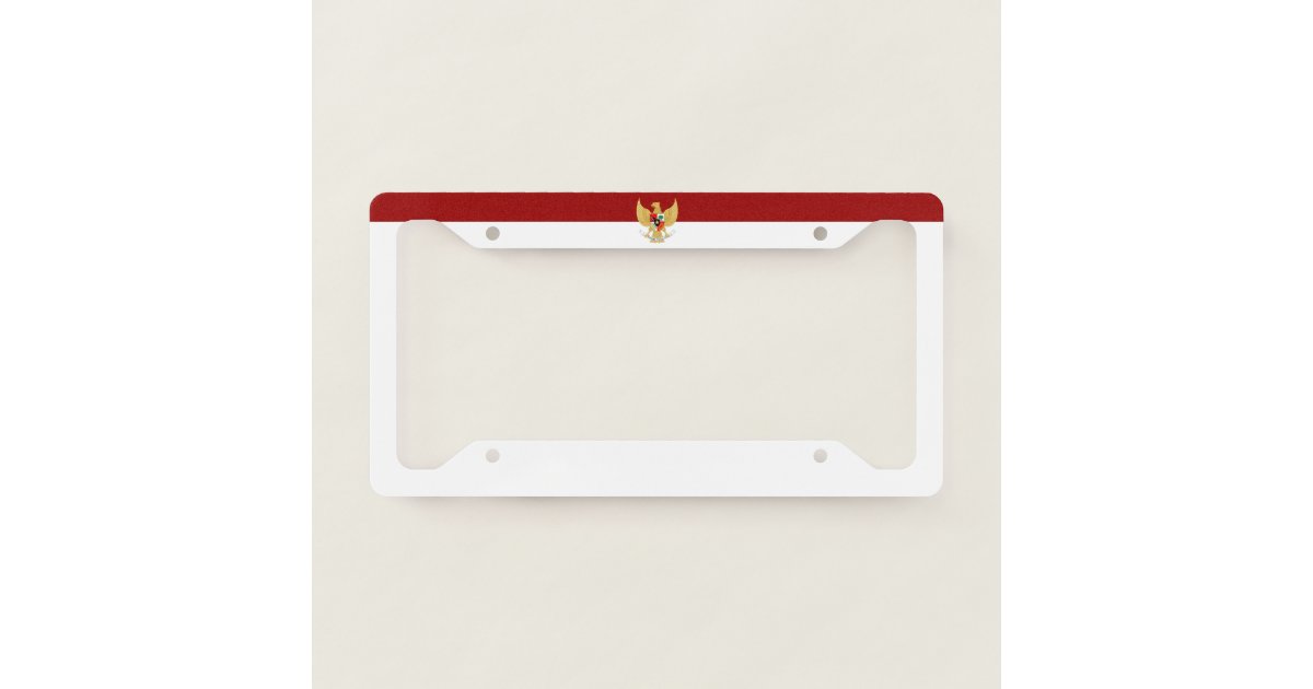 Indonesian flag-emblem license plate frame | Zazzle
