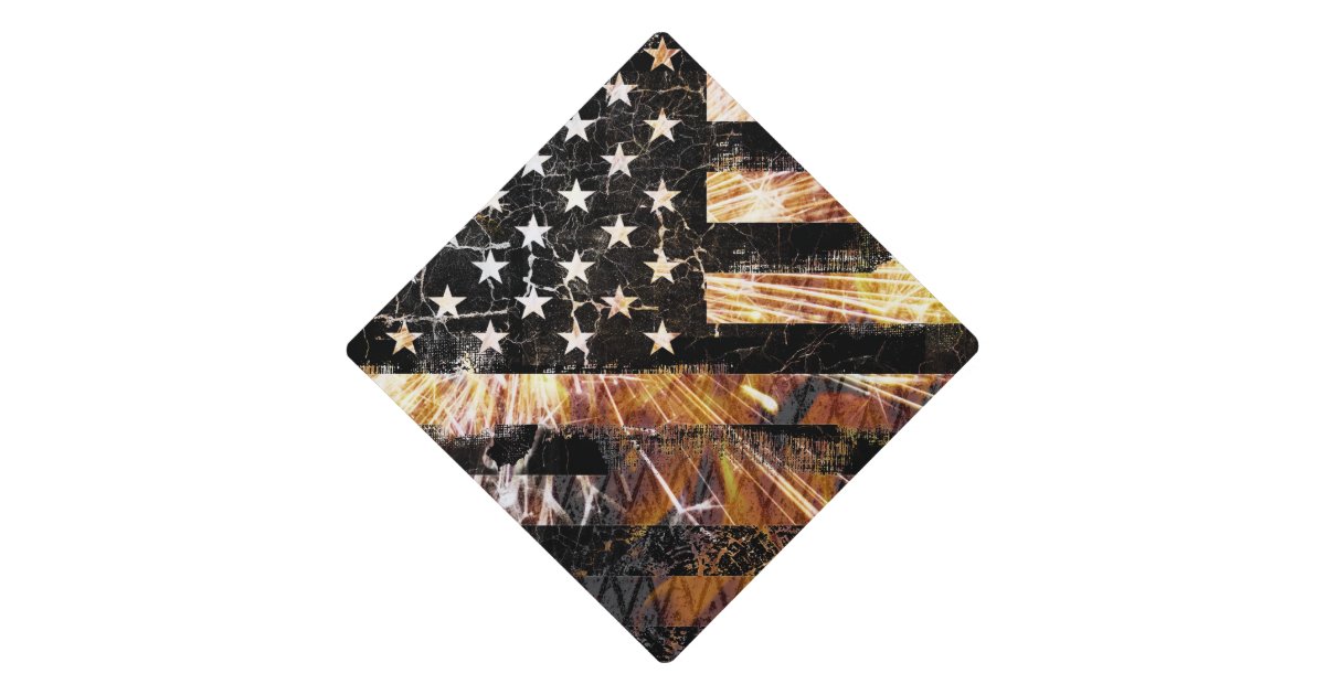 Industrial Construction Flag Sparks Graduation Cap Topper | Zazzle