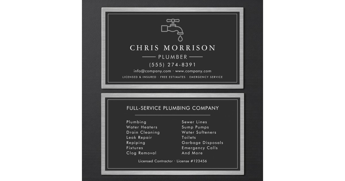 Industrial Contractor Plumbing Service Plumber Business Card | Zazzle
