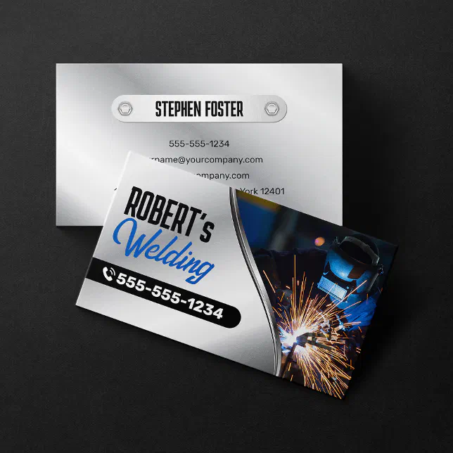 Industrial Metal Fabricator Welding Contractor Business Card | Zazzle