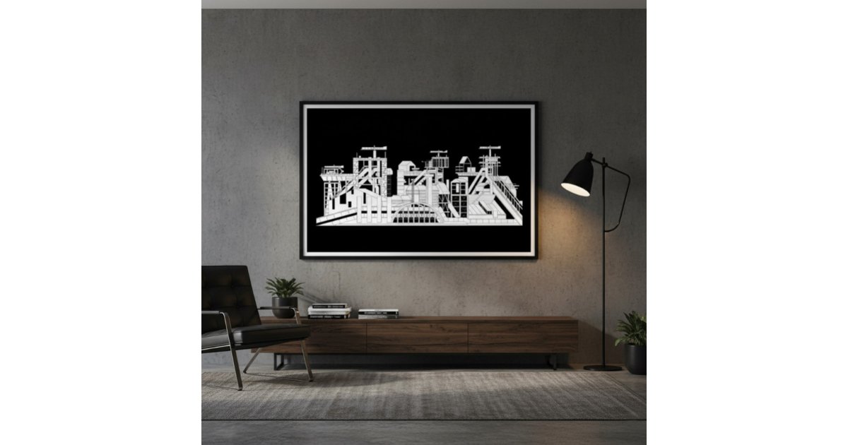 Industrial Metallurgical Combine Silhouette Acrylic Print | Zazzle