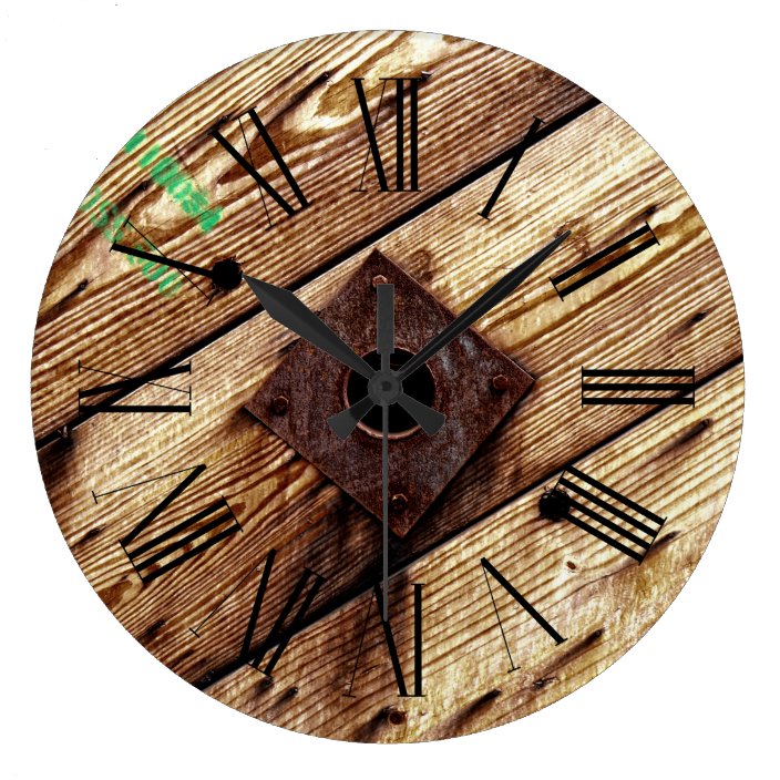 Industrial Rustic Wood Stripes Large Clock | Zazzle.com