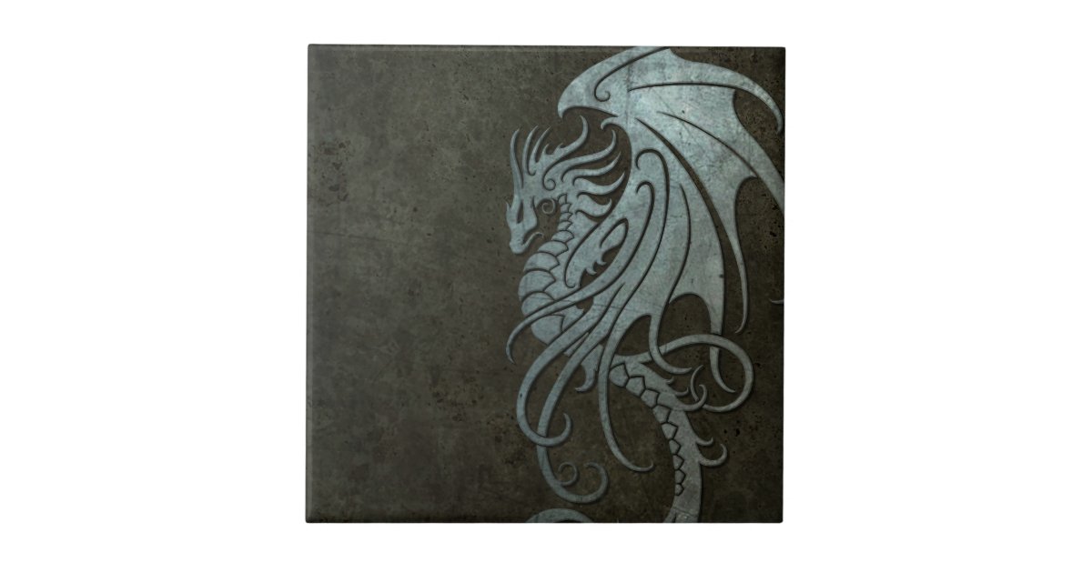 Industrial Steel Flying Dragon - right side Ceramic Tile | Zazzle
