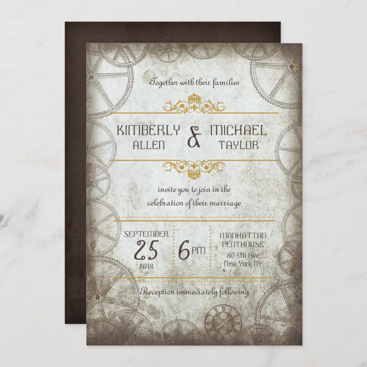 Industrial Vintage Steampunk Wedding Invitation | Zazzle