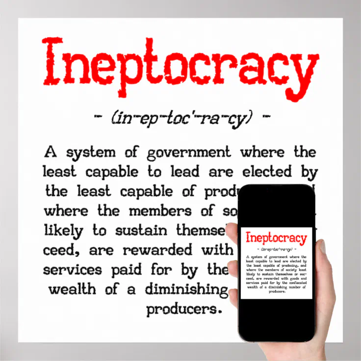 Ineptocracy Definition Poster (24"x24") | Zazzle