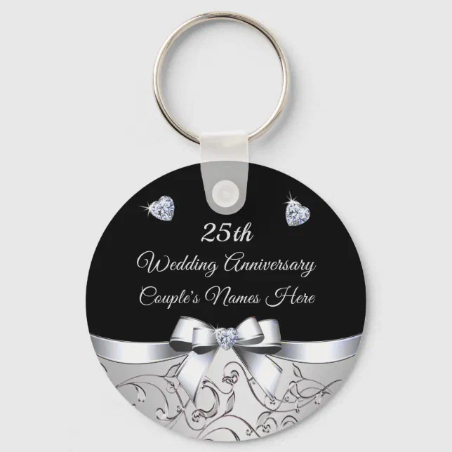 Inexpensive 25th Wedding Anniversary Party Favors Keychain | Zazzle