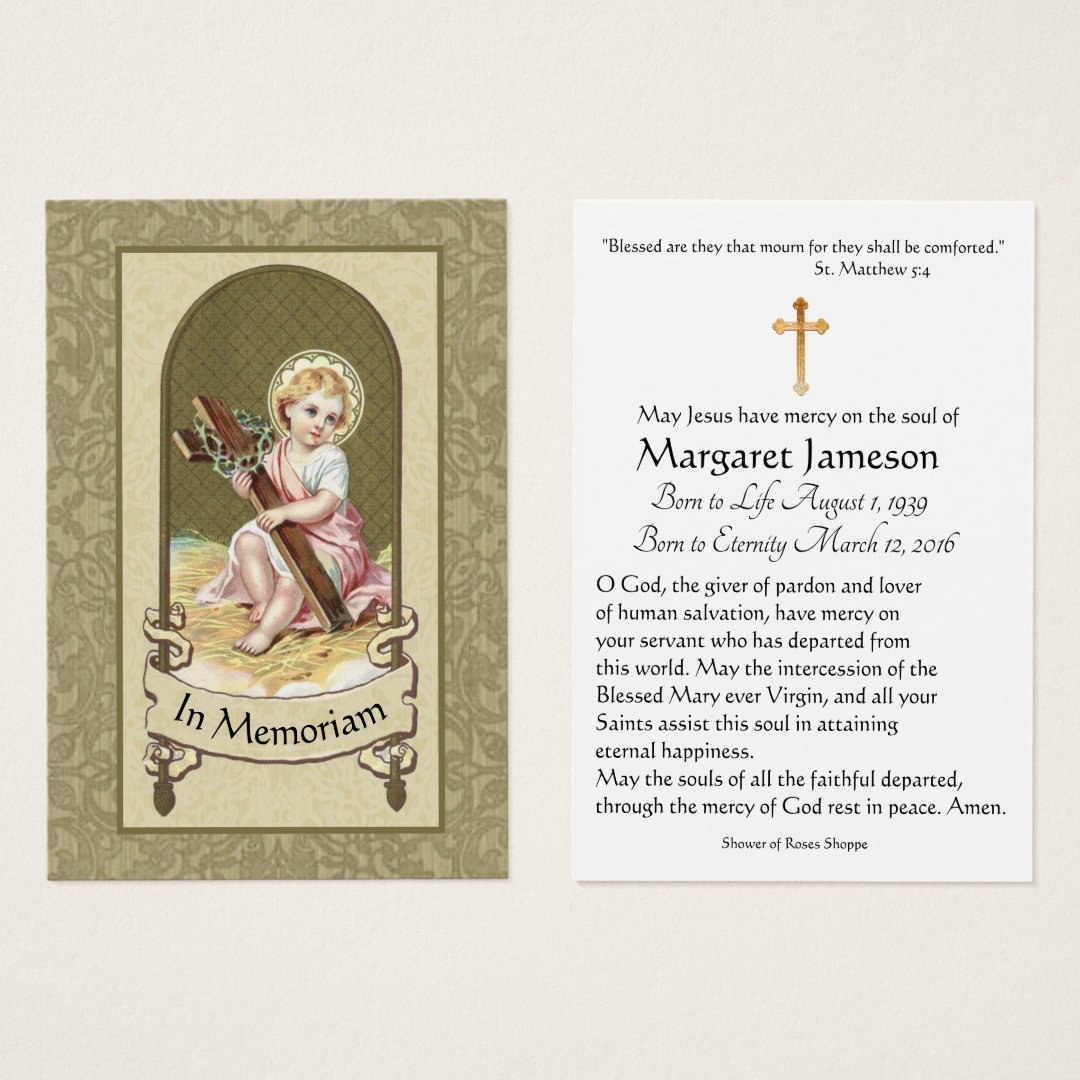 Infant Jesus Catholic Funeral Memorial Holy Card - | Zazzle