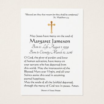 Infant Jesus Catholic Funeral Memorial Holy Card - | Zazzle
