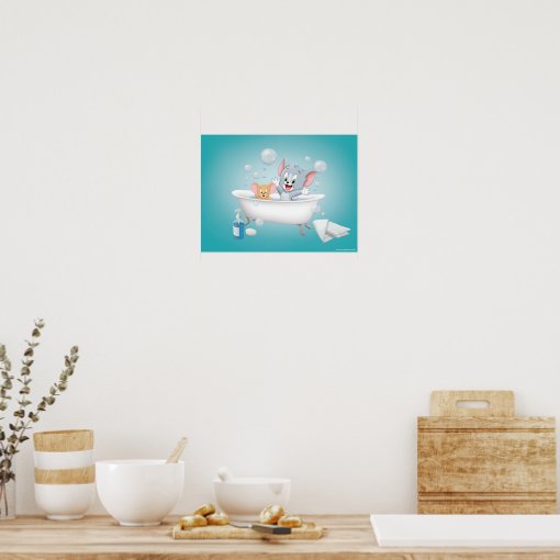 Infant Tom and Jerry Taking a Bath Poster | Zazzle