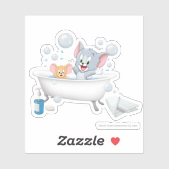 Infant Tom and Jerry Taking a Bath Sticker | Zazzle
