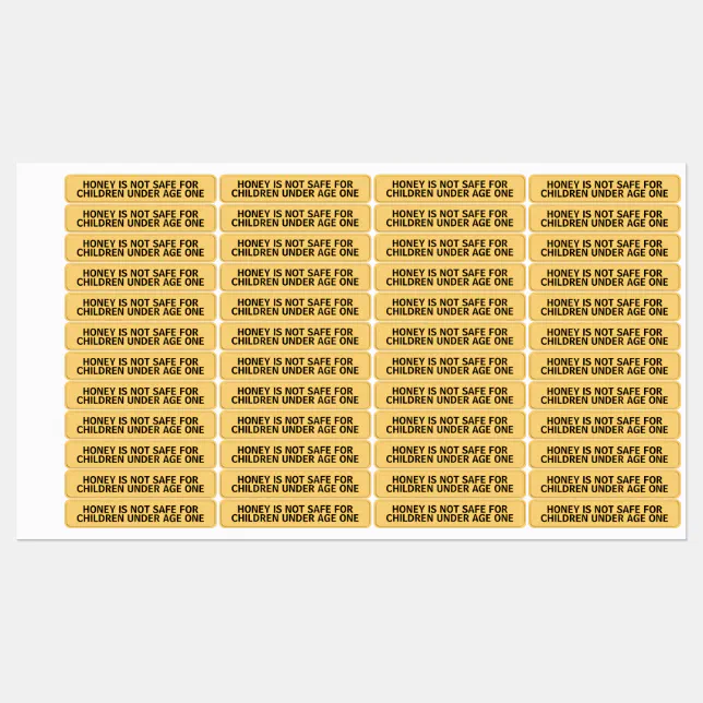 Infant Warning Honey Jar Lid Security Label Yellow | Zazzle