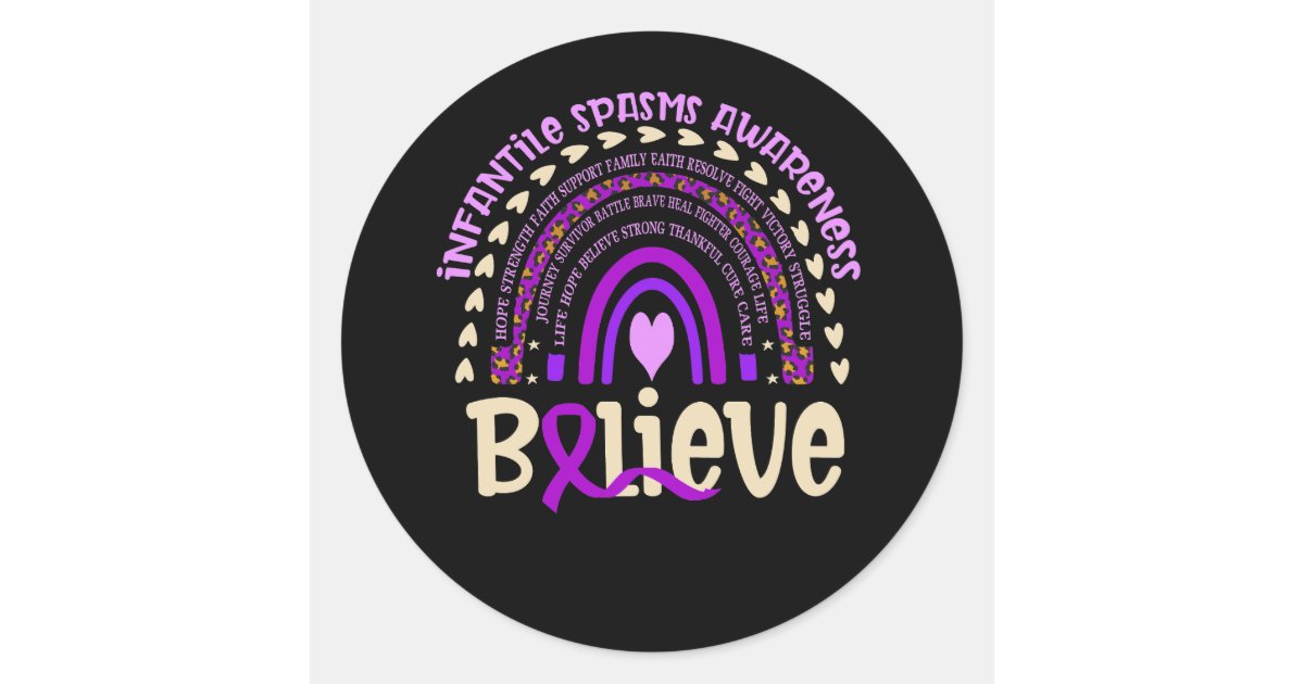 Infantile Spasms Awareness Believe Boho Rainbow Ho Classic Round ...
