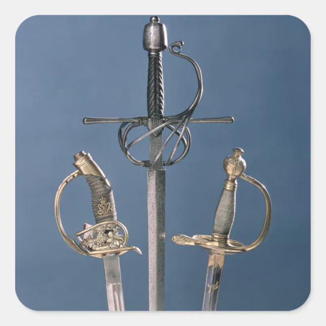 Infantry officer's sword square sticker | Zazzle