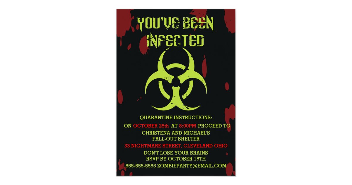 Infected Zombie Halloween Invitation | Mimoprints