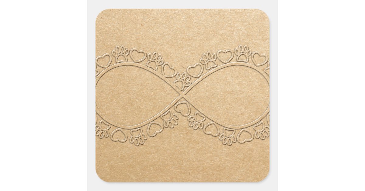 Infinite Love Dog Paw Print Square Sticker | Zazzle