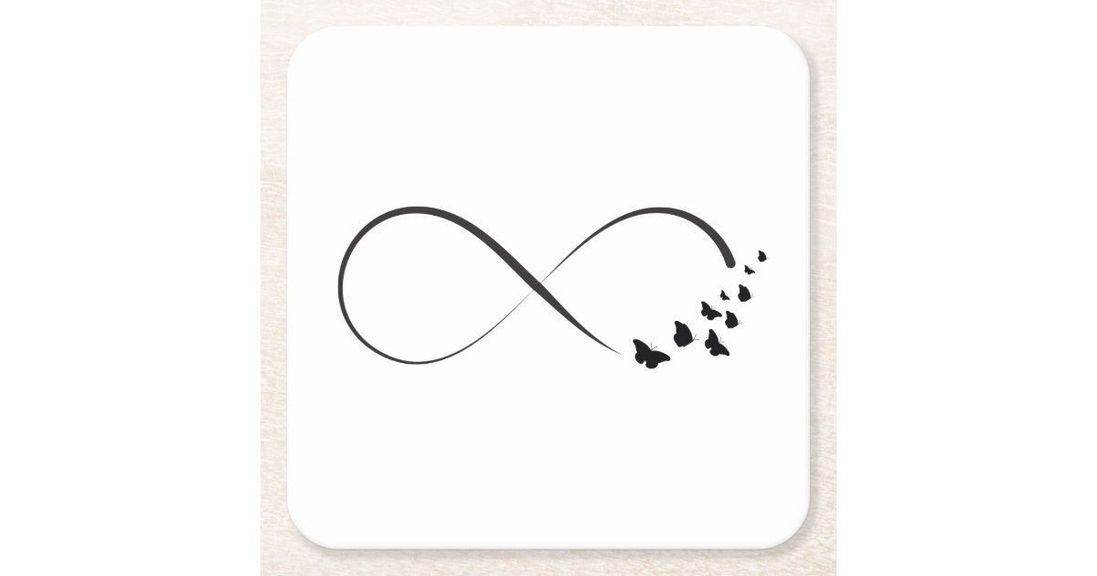 Infinity butterfly symbol square paper coaster | Zazzle