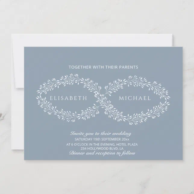 Infinity dusty blue botanical romantic elegant invitation | Zazzle