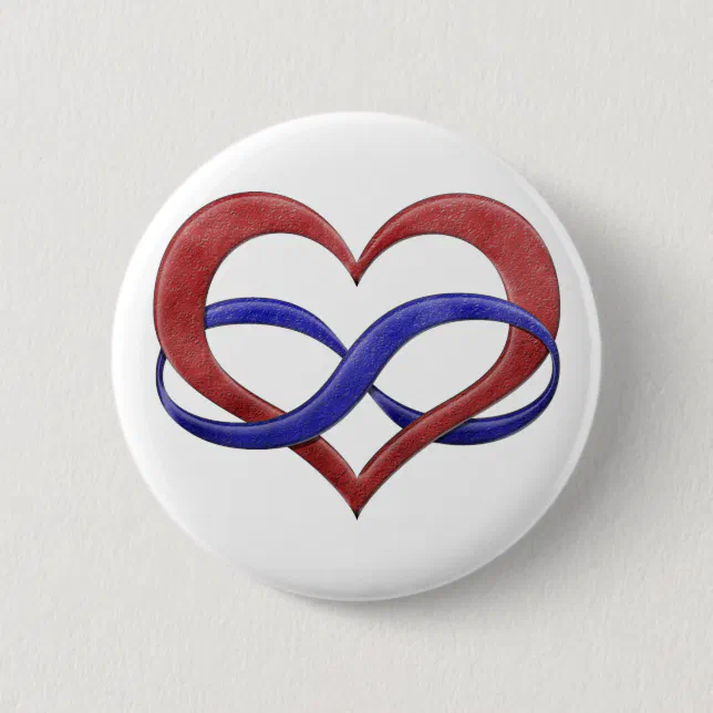 Infinity Heart Symbol Polyamory Pride Flag Colors Button | Zazzle