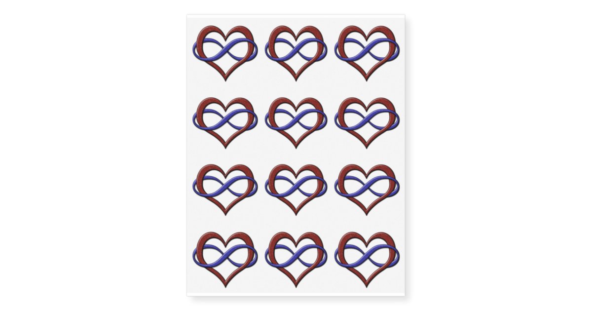 Infinity Heart Symbol Polyamory Pride Flag Colors Temporary Tattoos ...