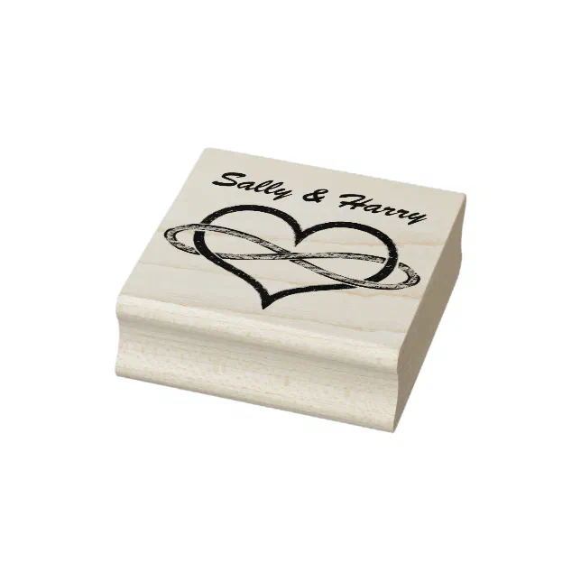 Infinity lemniscate heart BiColor gold silver Rubber Stamp | Zazzle